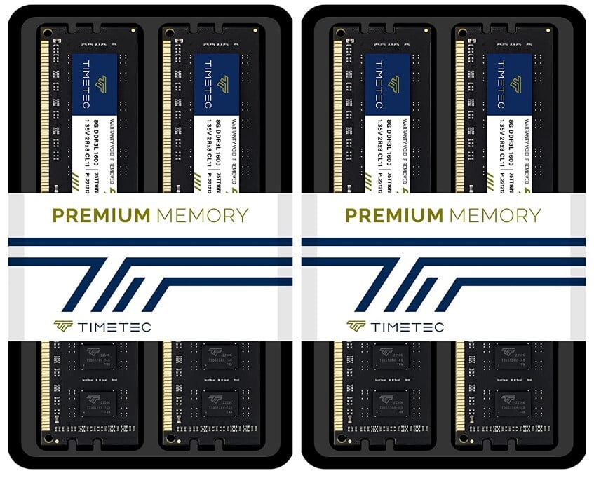 MEMORIA RAM TIMETEC 32 GB DDR3/DDR3L (4X8GB) 1600MHZ NO ECC